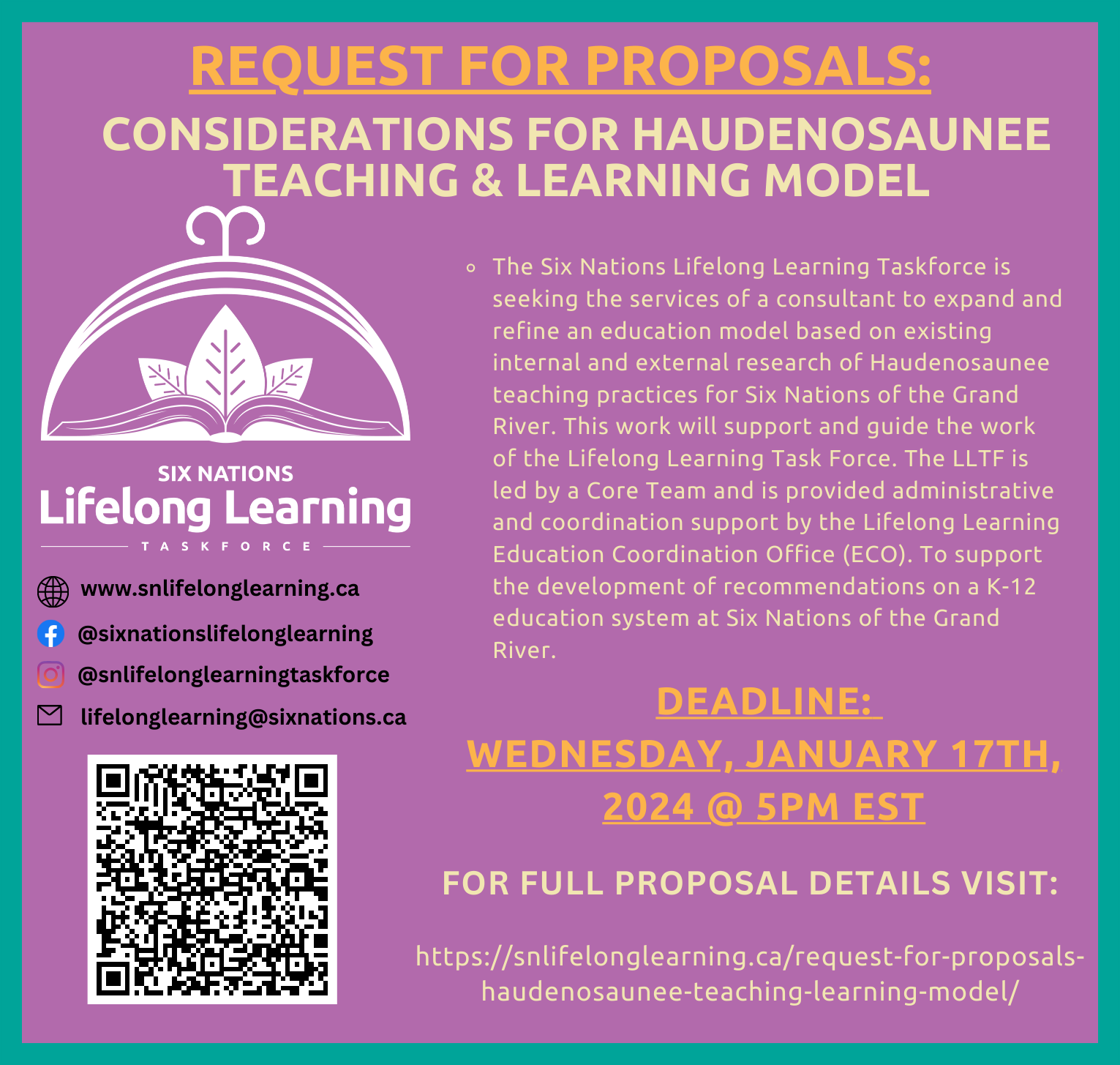 Request for Proposals- Haudenosaunee Teaching & Learning Model - Six Nations Lifelong Learning ...